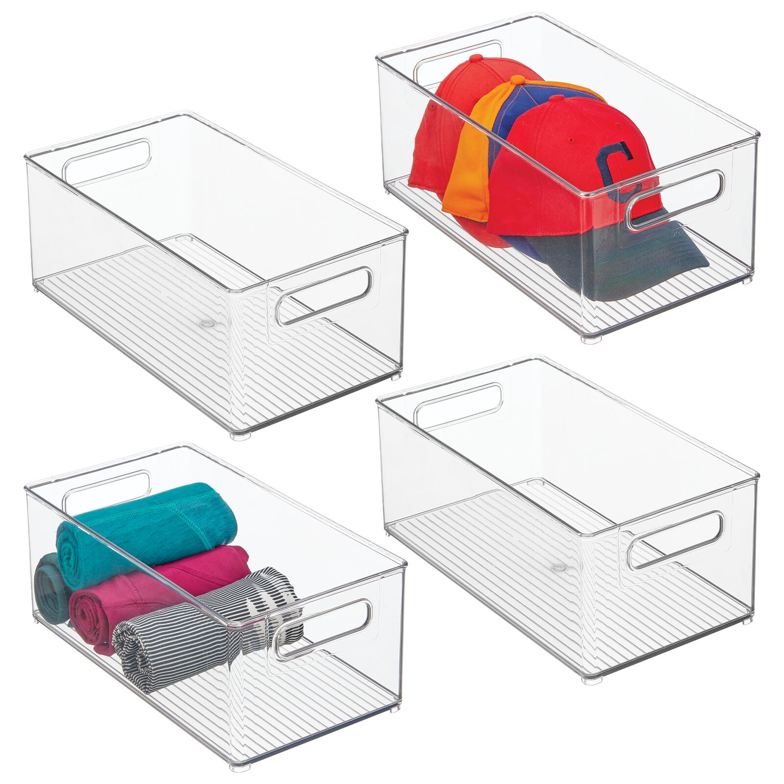 mDesign 4 Pack Deep Plastic Closet Storage Organizer Bin - Clear ...