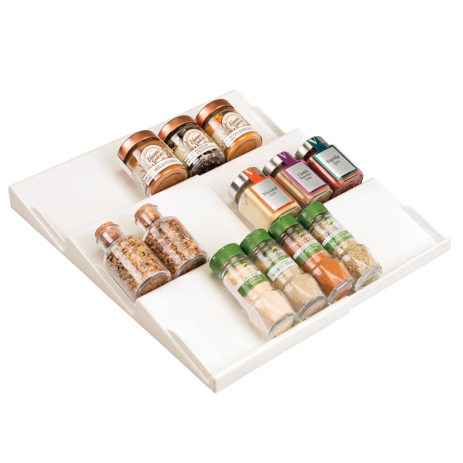 mDesign 3-Tiered Expandable Plastic Spice Rack & Seasoning Holder ...