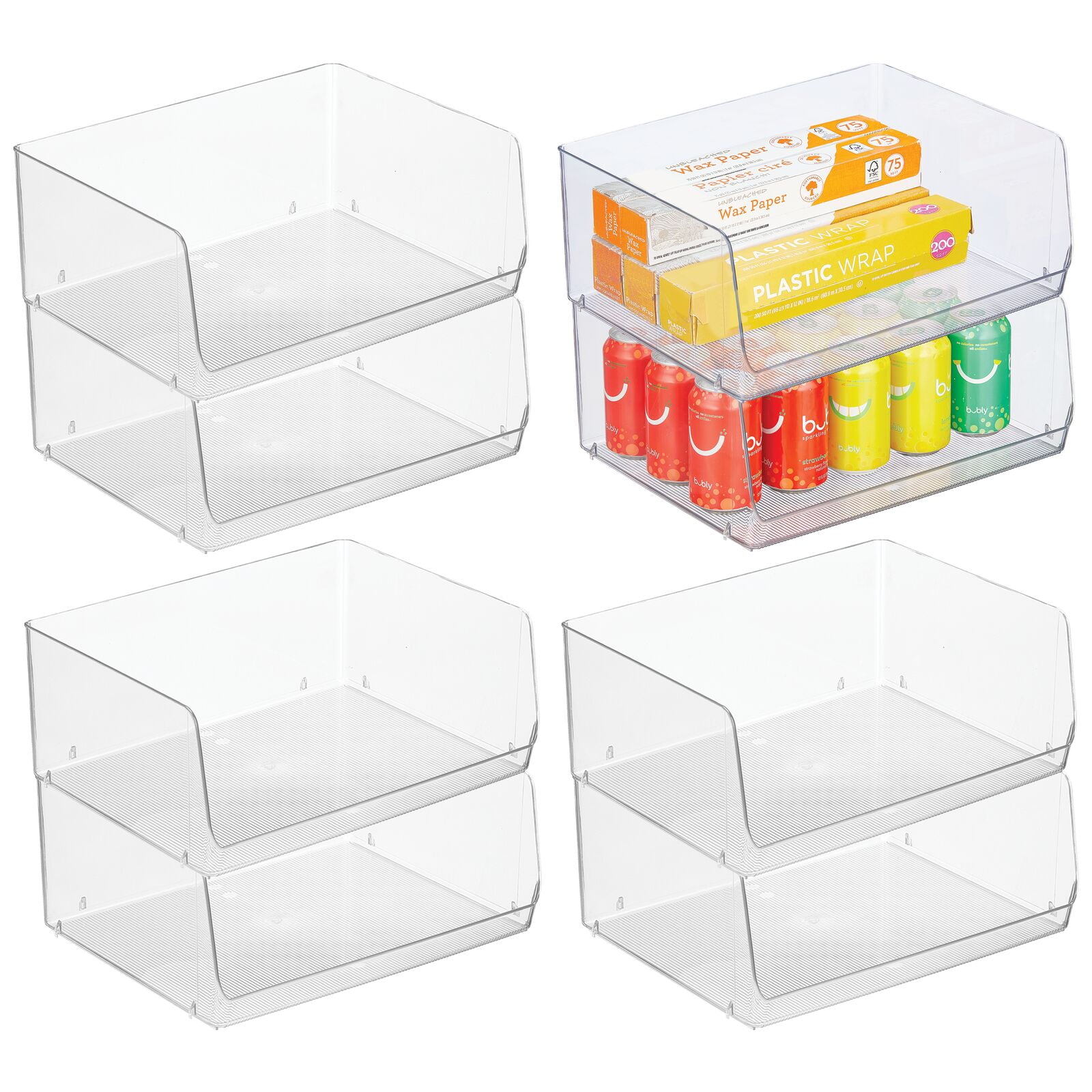 mDesign Extra Wide Stackable Plastic Food Storage Organizer Bin - 8 ...
