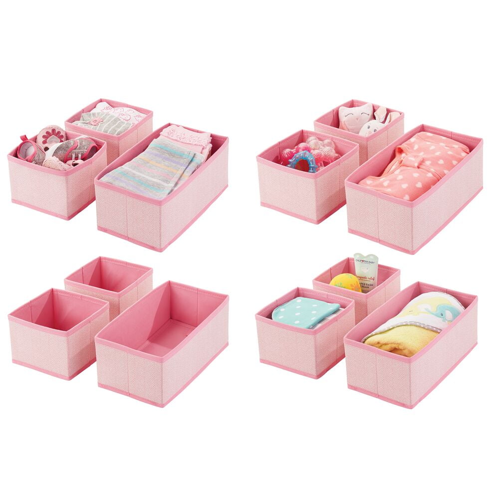 mDesign Fabric Baby Nursery Organizers, Set of 3, 2 Pack, Pink ...
