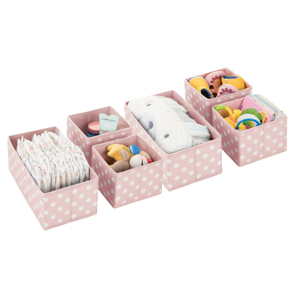 mDesign Fabric Baby Nursery Organizers, Set of 3, 2 Pack, Pink/White ...