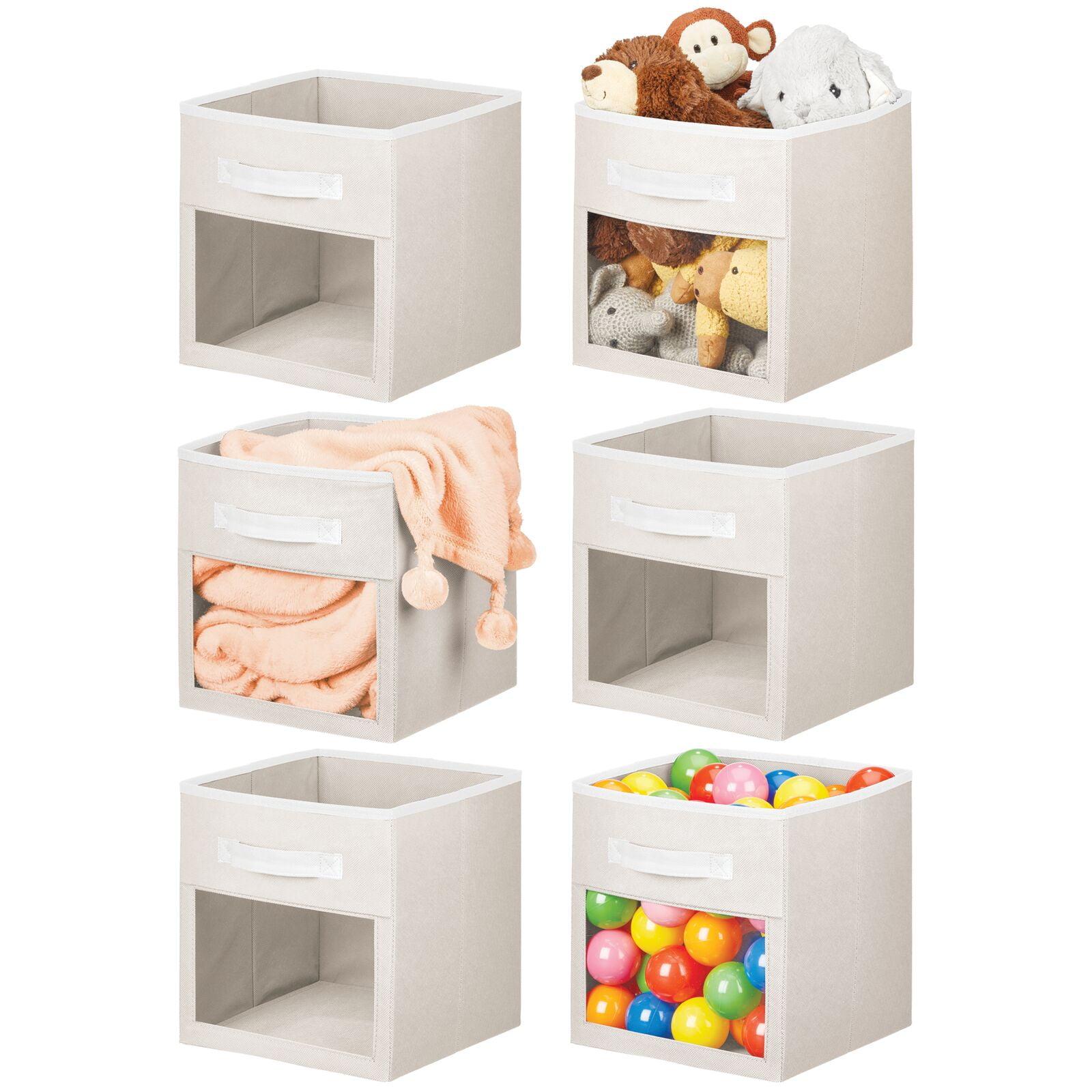 mDesign Fabric Baby Nursery Storage Cube with Front Window, 6 Pack ...