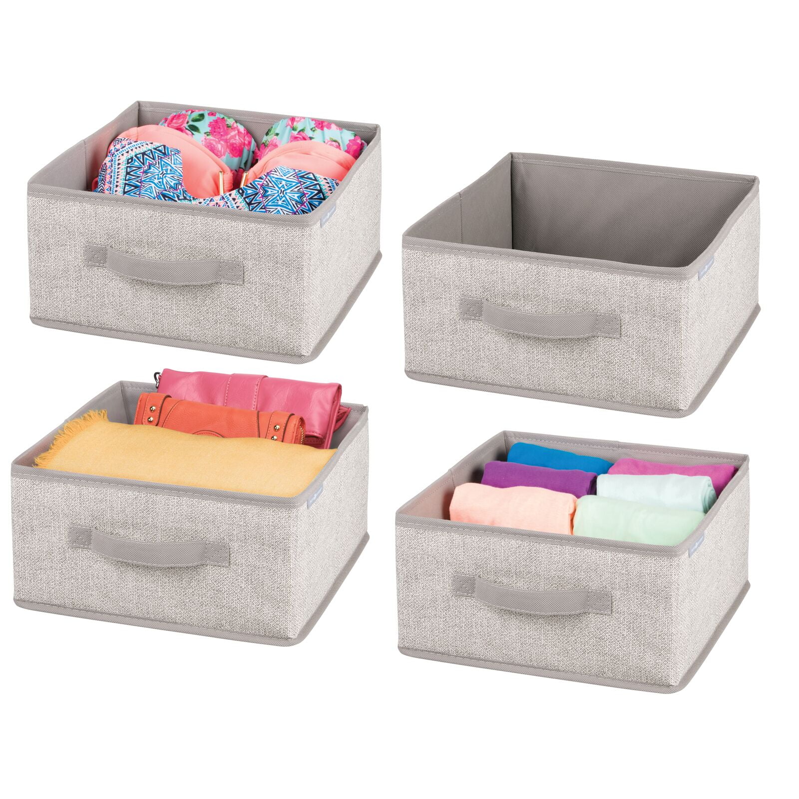mDesign Fabric Closet Organizer Box with Front Pull Handle, 4 Pack ...