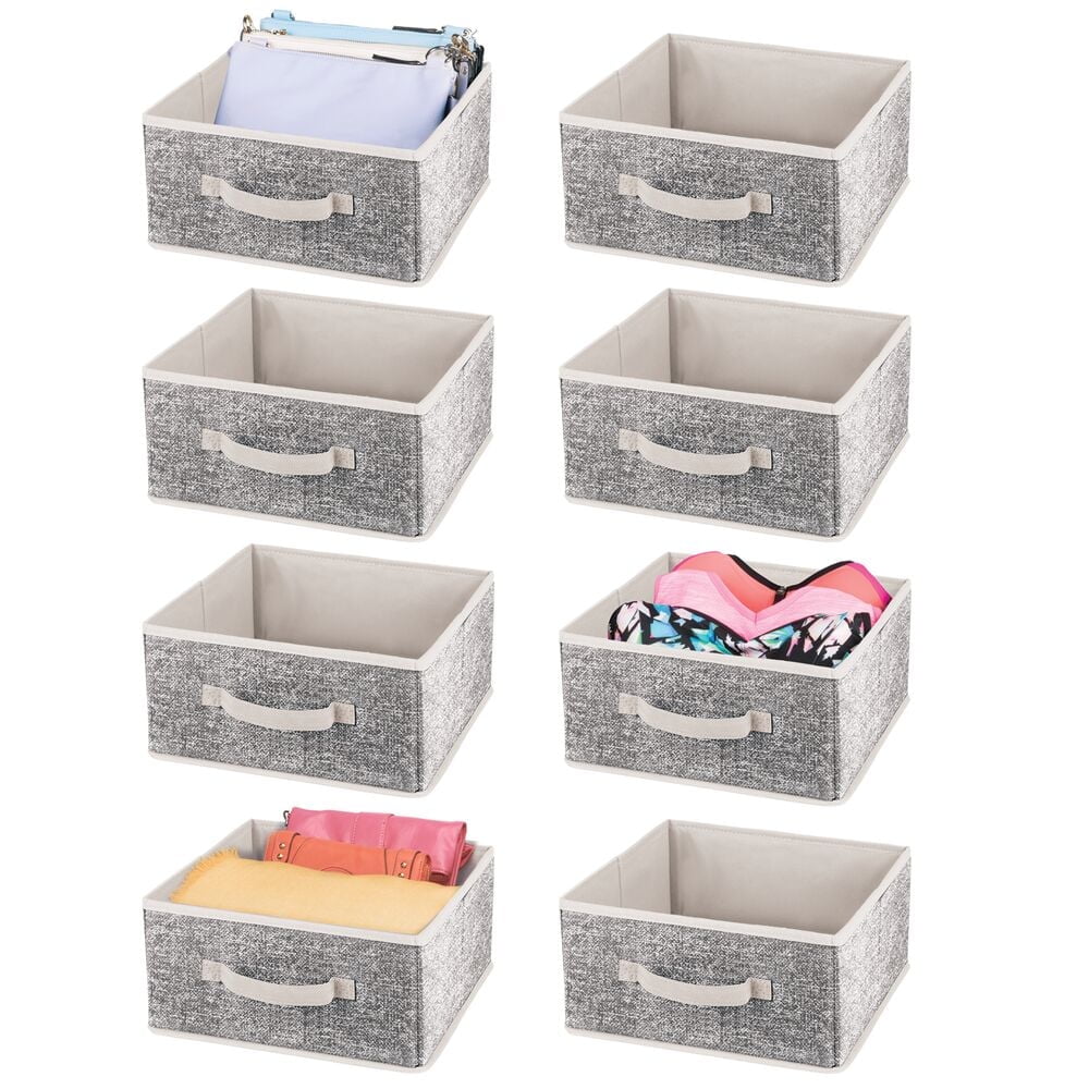 mDesign Fabric Closet Organizer Box with Front Pull Handle, 8 Pack ...