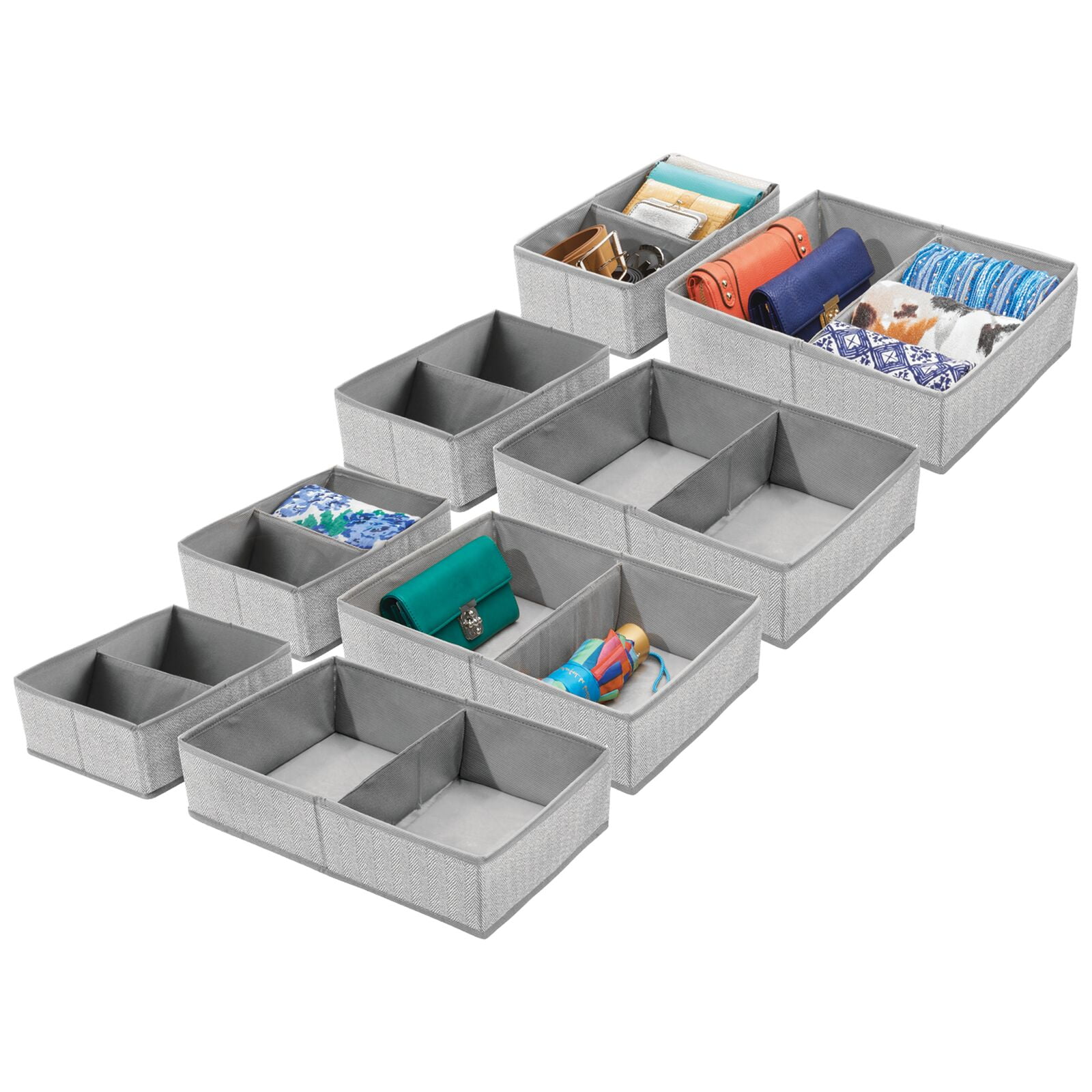 mDesign Fabric Drawer/Closet Storage Organizer Bins, 4 Pack, Gray ...