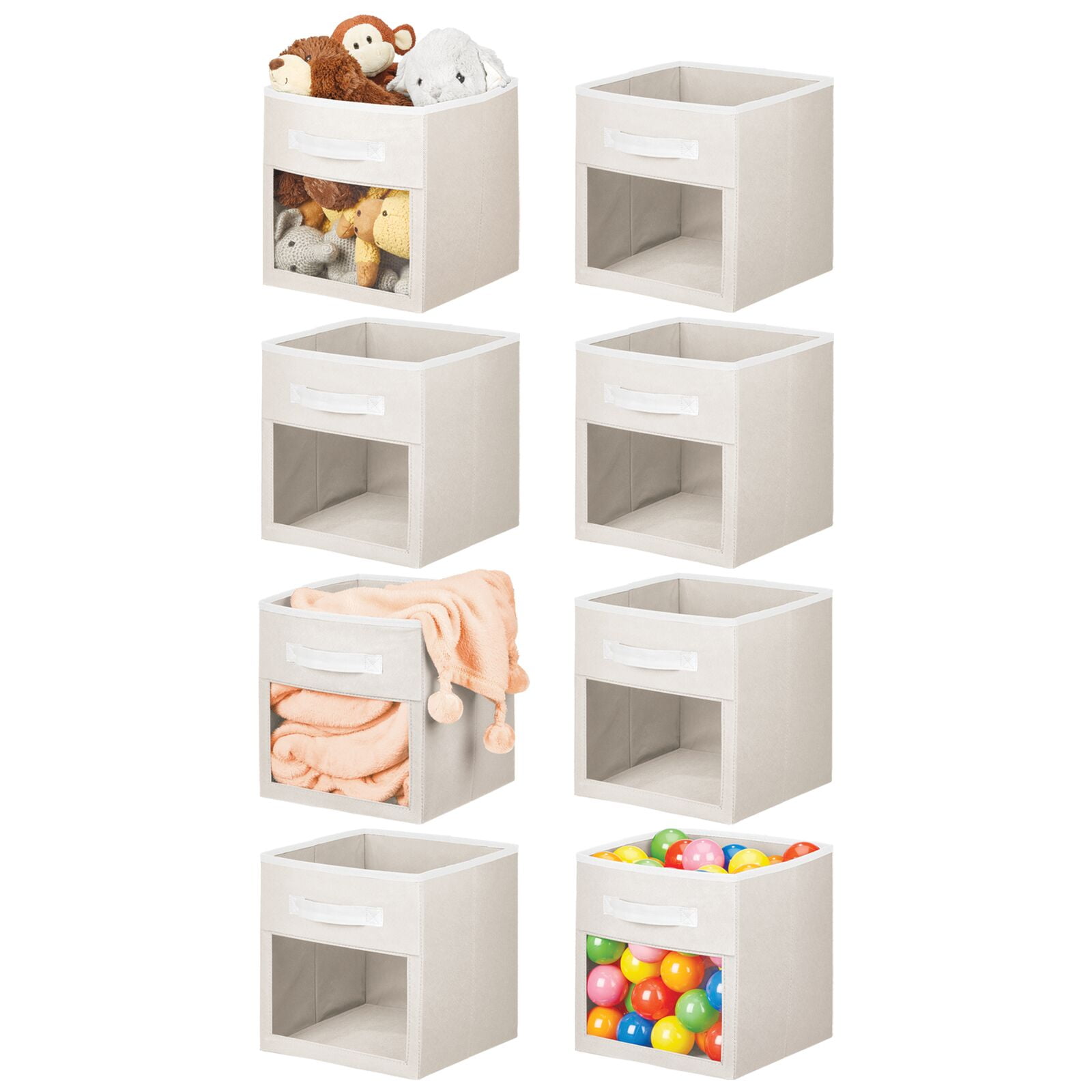 mDesign Fabric Nursery Storage Cube, Front Window/Handle, 8 Pack ...