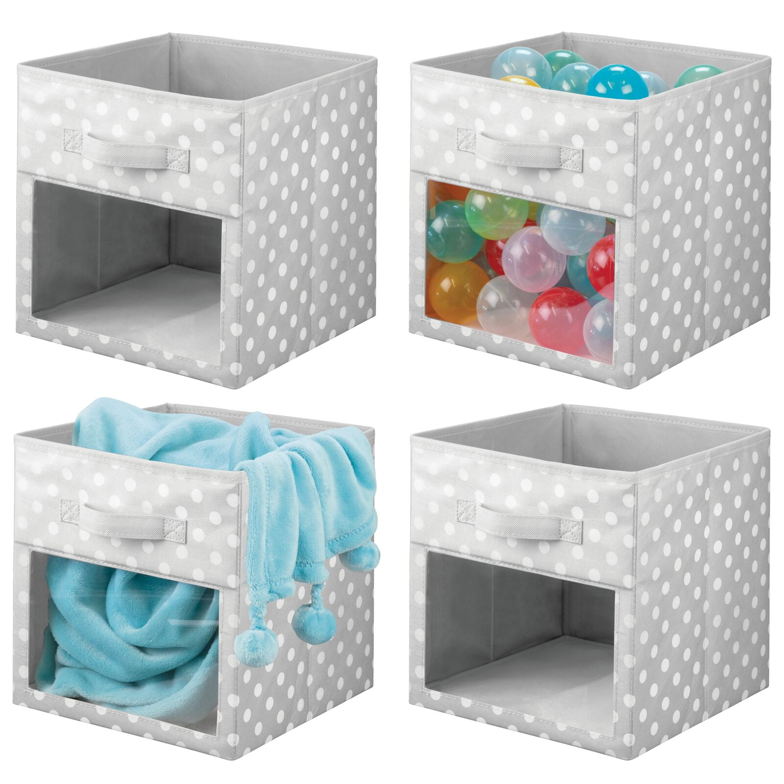 mDesign Fabric Nursery Storage Cubes, Gray White Polka Dot, 4-Pack ...