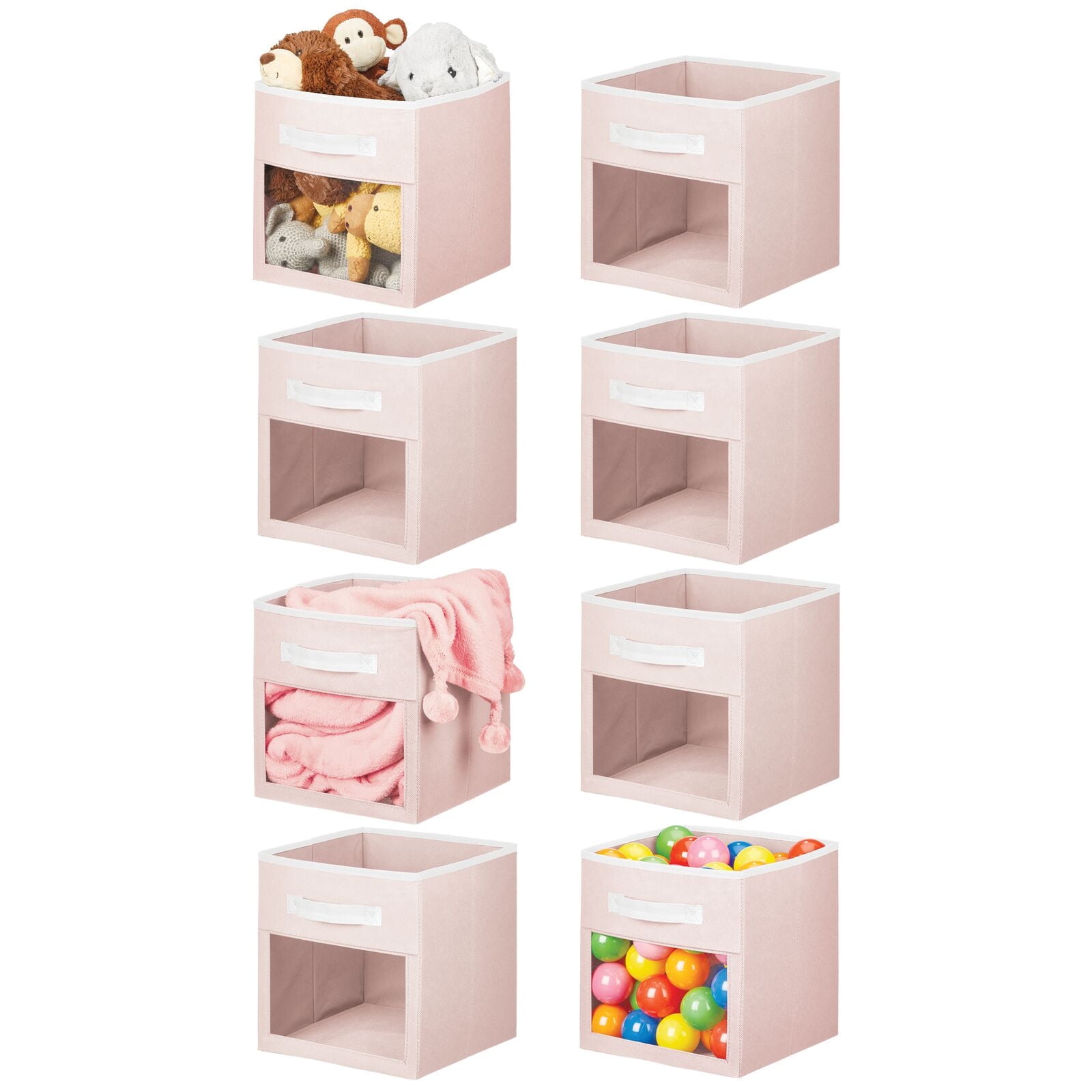 mDesign Pink Organizer Bins Boxes for Nursery Storage Cube with Front ...