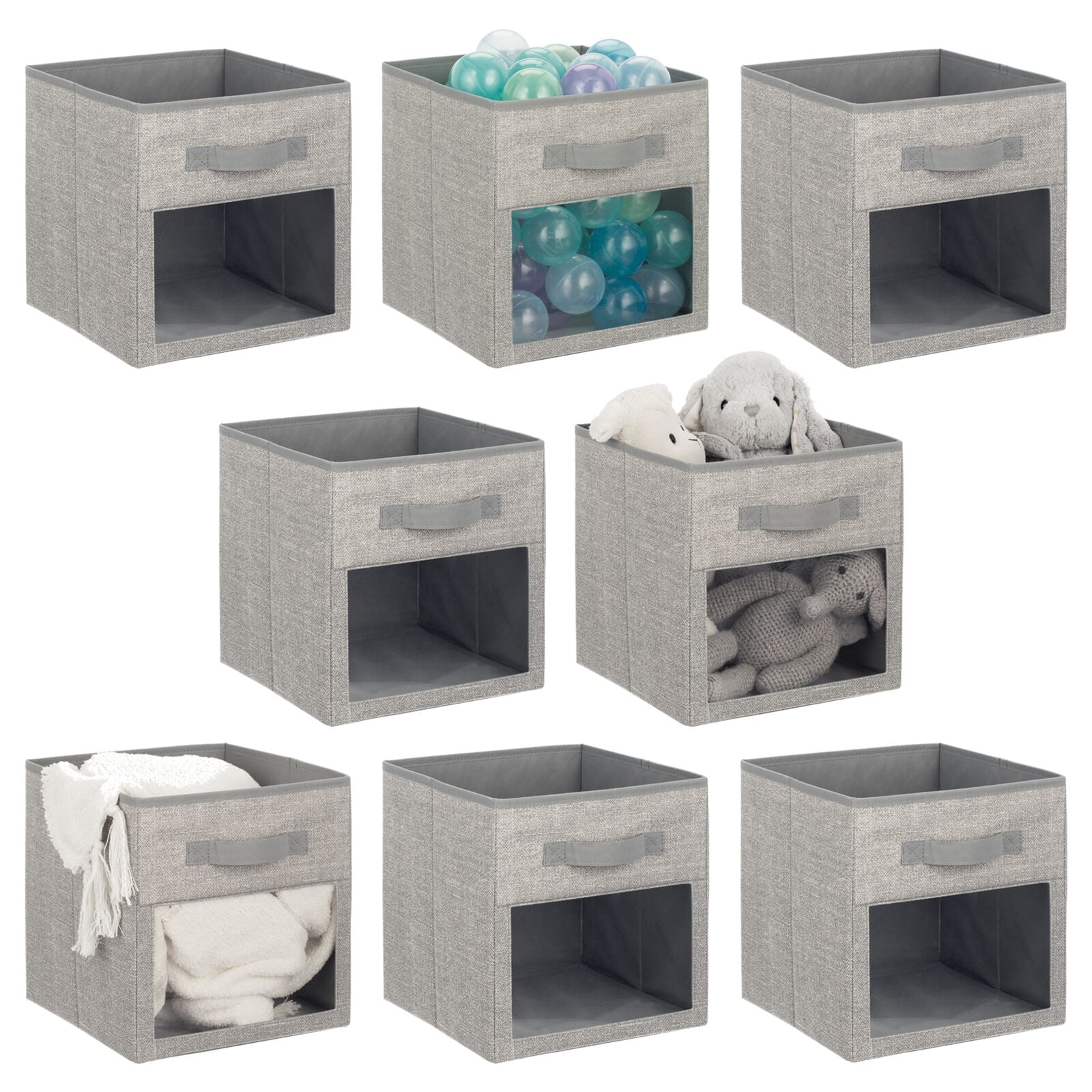 mDesign Fabric Nursery Storage Cube with Front Window/Handle, 8 Pack ...