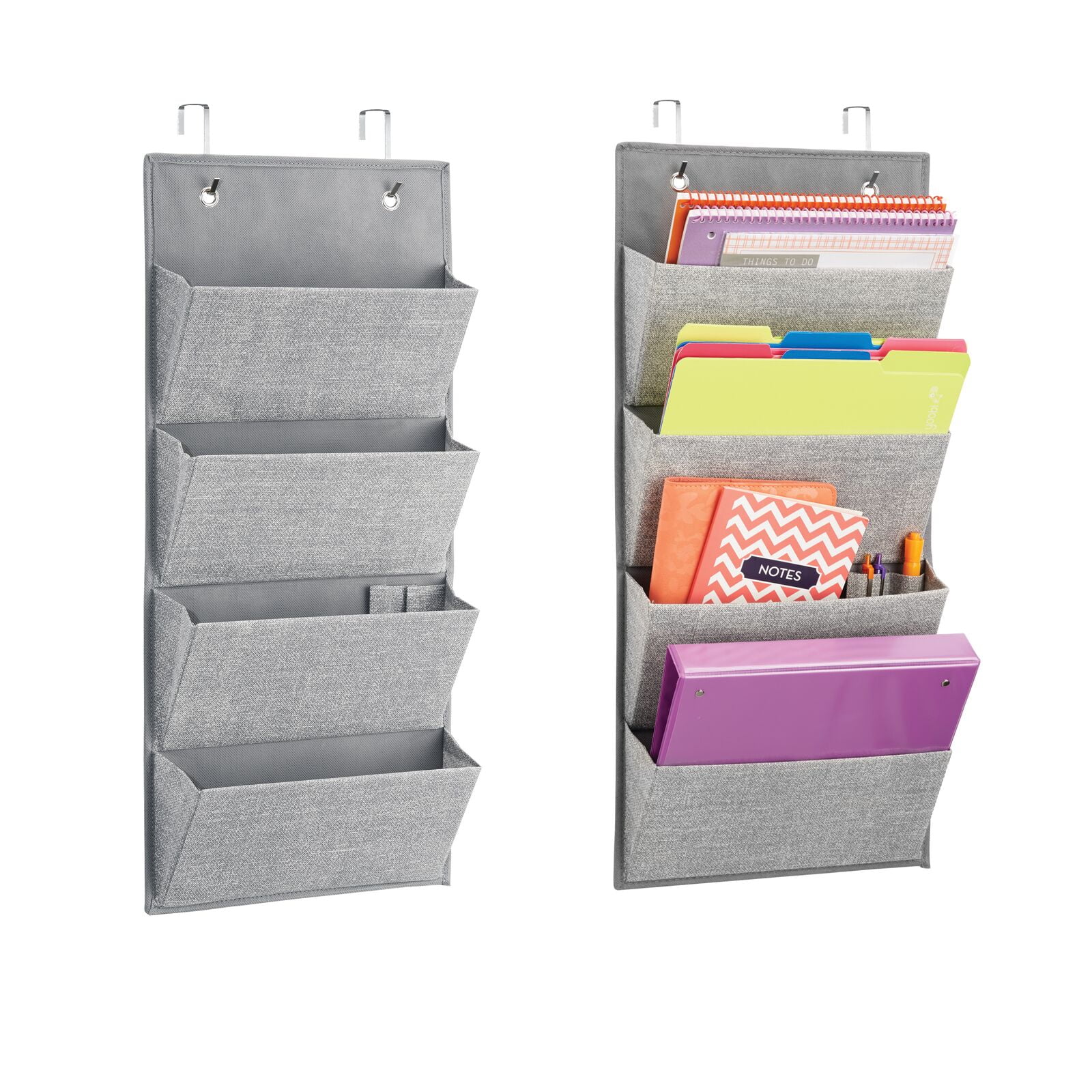 mDesign Fabric Over Door Hanging Office Storage, 4 Pockets, 2 Pack ...