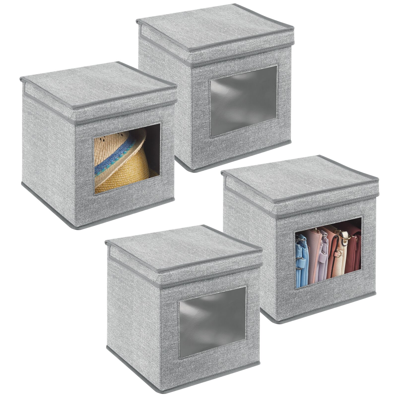 mDesign Fabric Stackable Cube Storage Organizer Box, 4 Pack, Gray ...