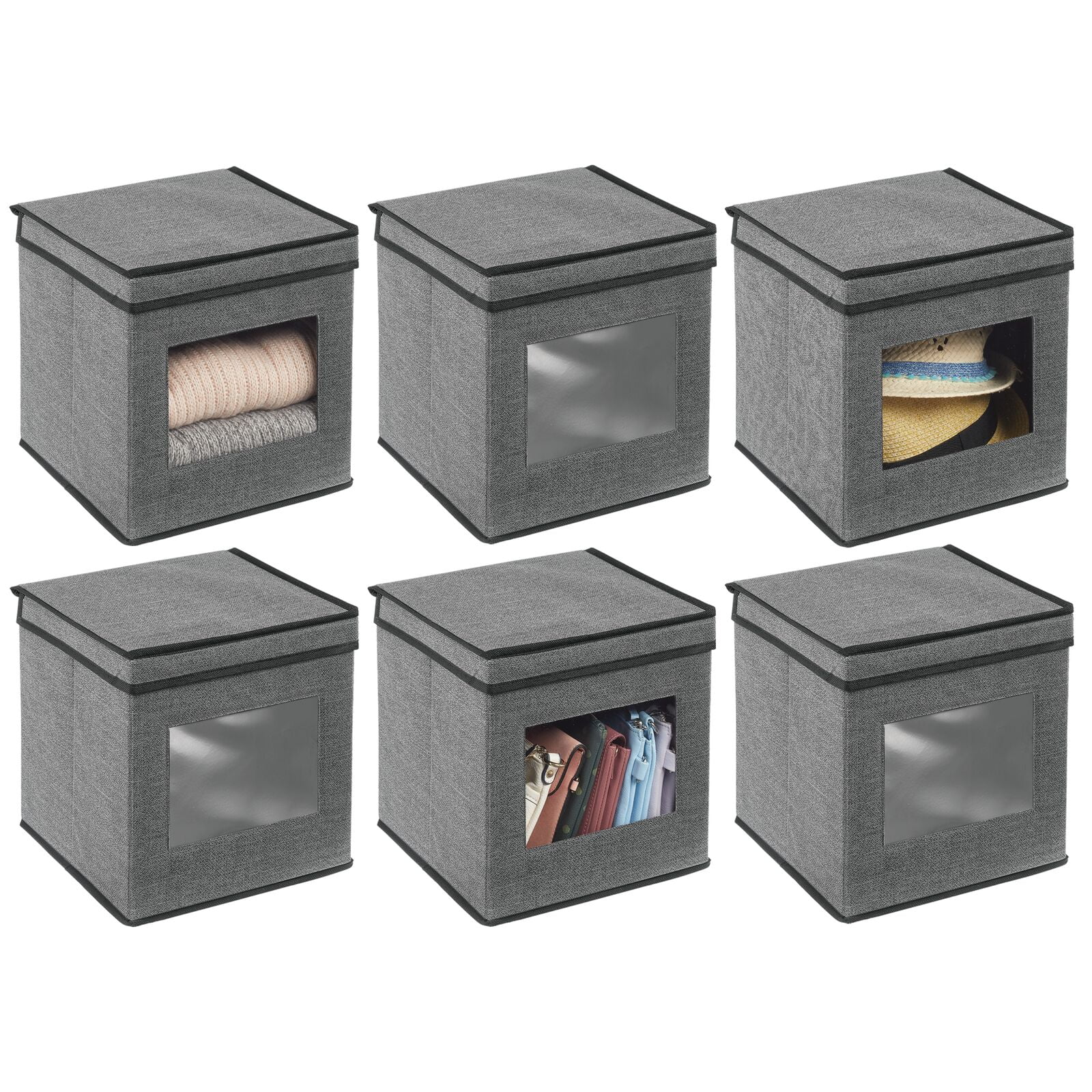 mDesign Fabric Stackable Cube Storage Organizer Box, 6 Pack, Square ...