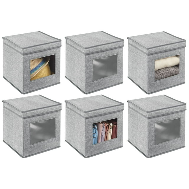 mDesign Square Cubic Organization Containers, Stackable Fabric Storage ...