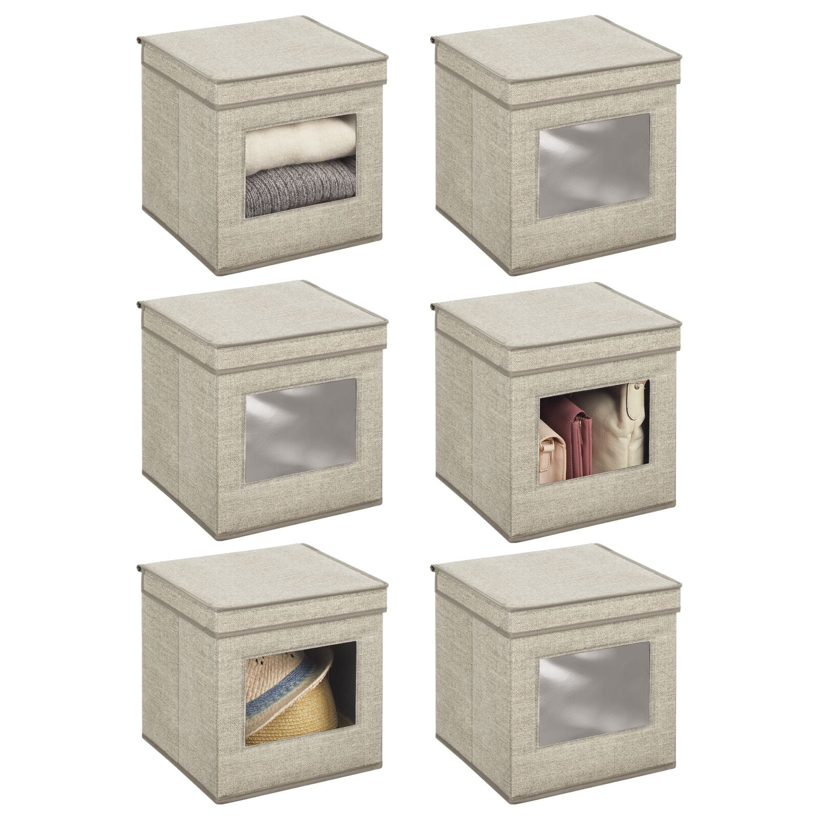 mDesign Fabric Stackable Square Cube Storage Organizer Box, 6 Pack ...