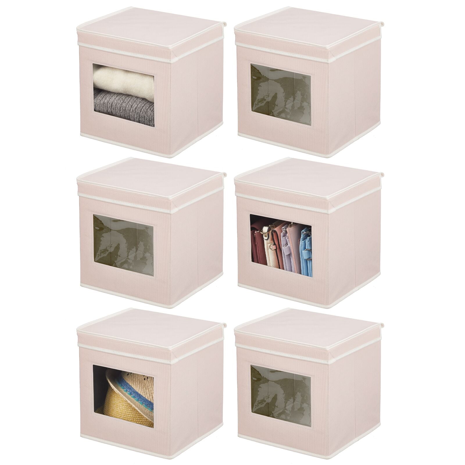 mDesign Fabric Stackable Square Cube Storage Organizer Box, 6 Pack ...