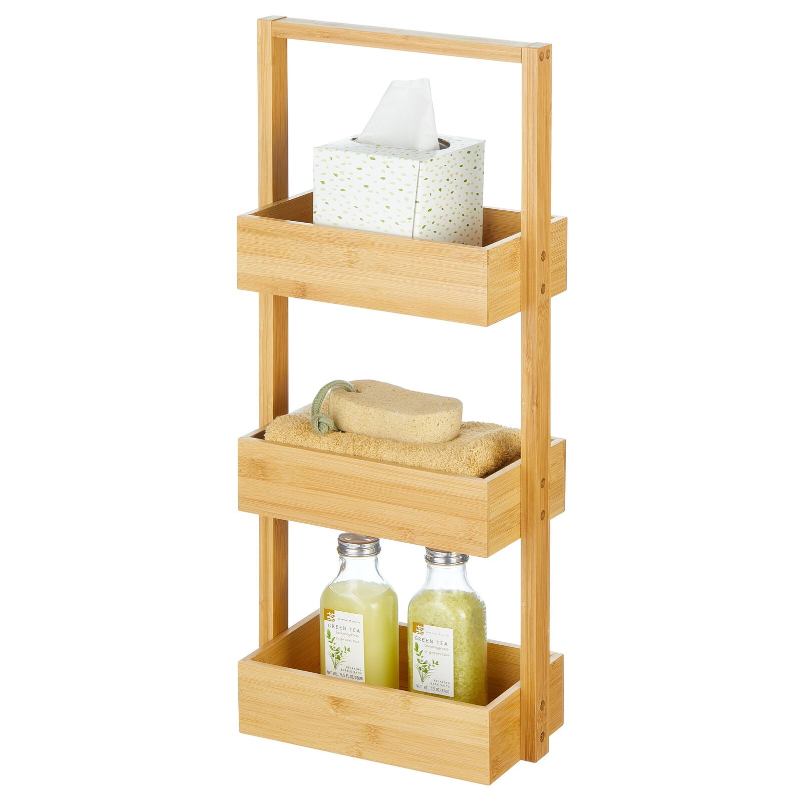 mDesign Free-Stand Wood Bamboo 3-Tiered Storage Rack Shelf for Bathroom ...