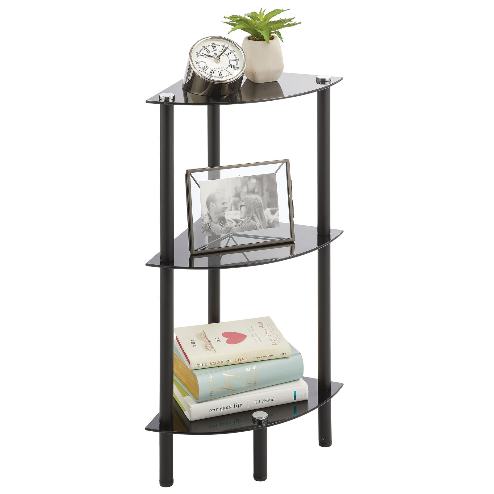 mDesign Glass Corner 3-Tier Tower Cabinet Storage Organizer Shelves ...
