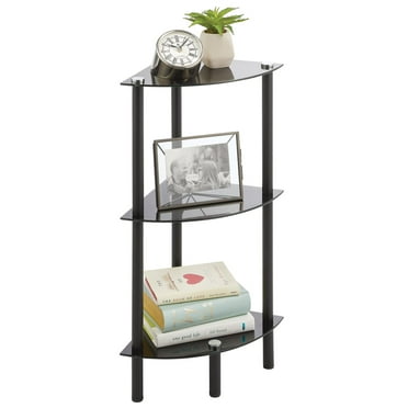 mDesign Metal/Glass 3-Tier Storage Tower with Open Glass Shelves ...