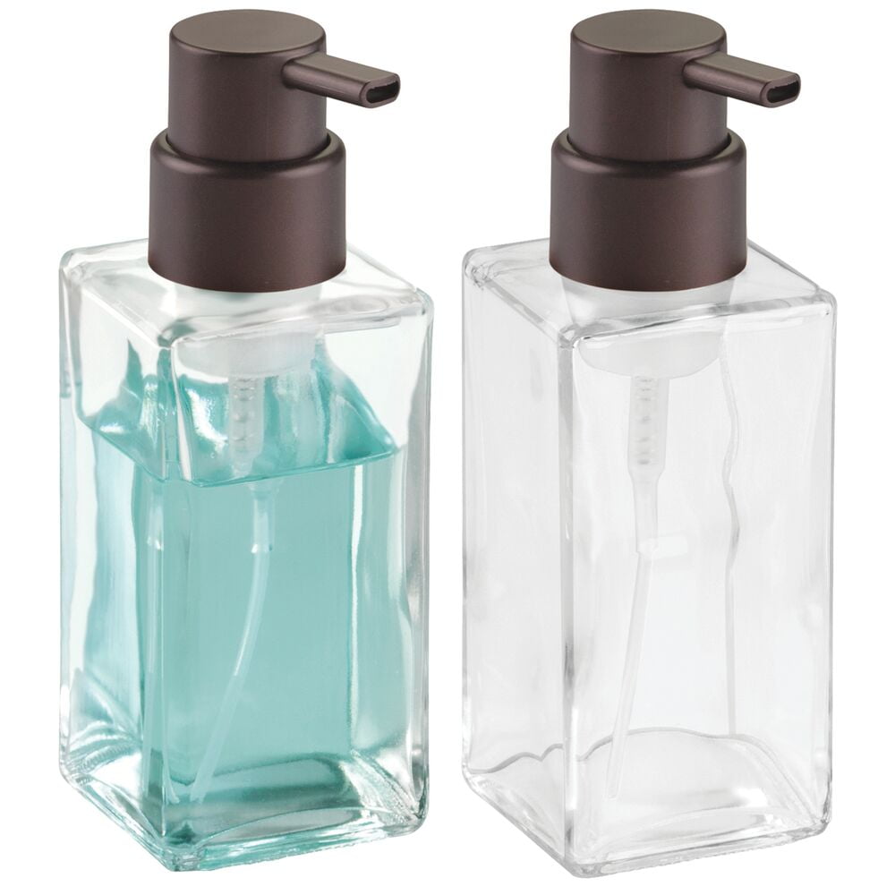 mDesign 2 Pack Hand Bathroom & Kitchen Glass Foaming Soap Dispenser ...