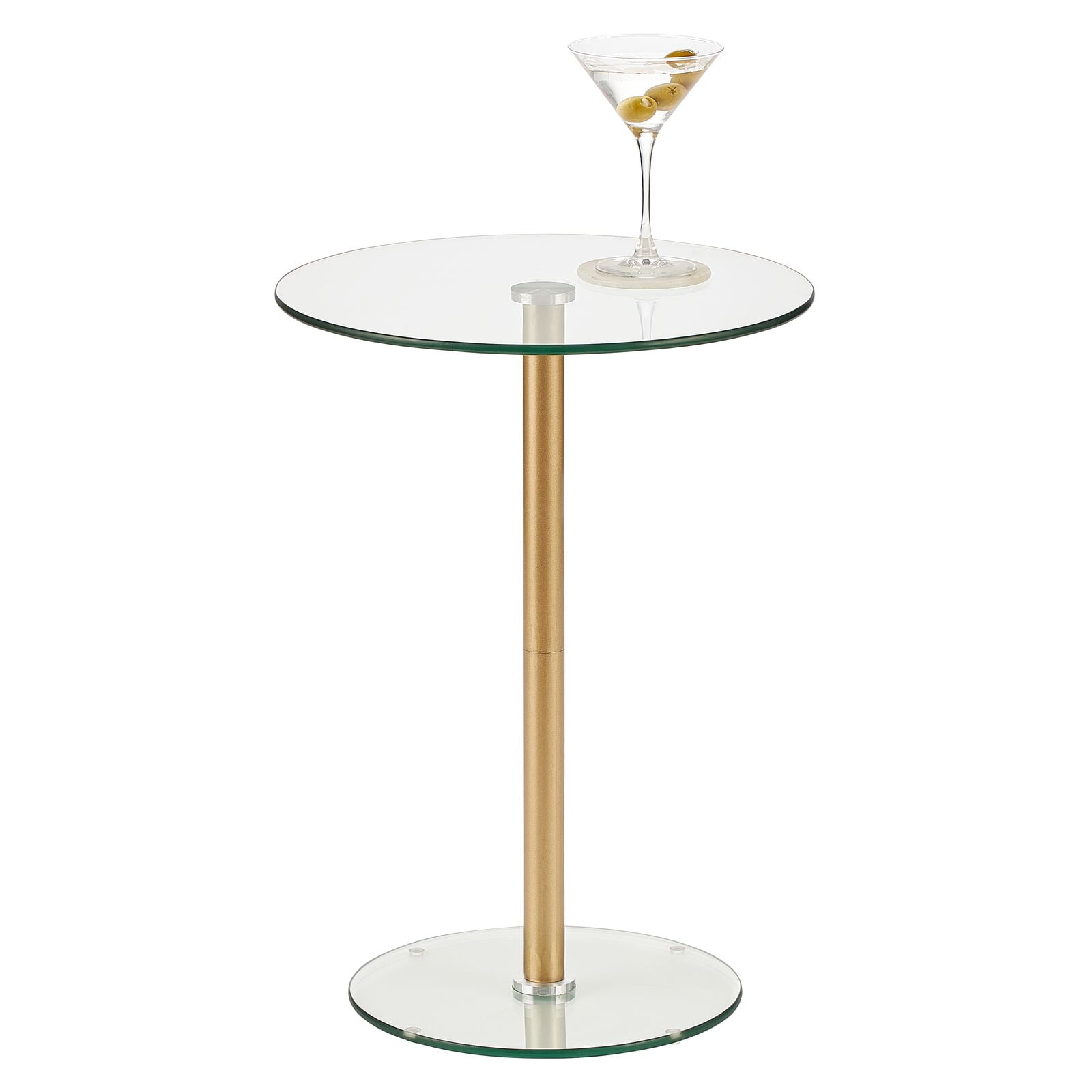 mDesign Glass Side/End Table, 16" Round Night Table for Small Spaces ...