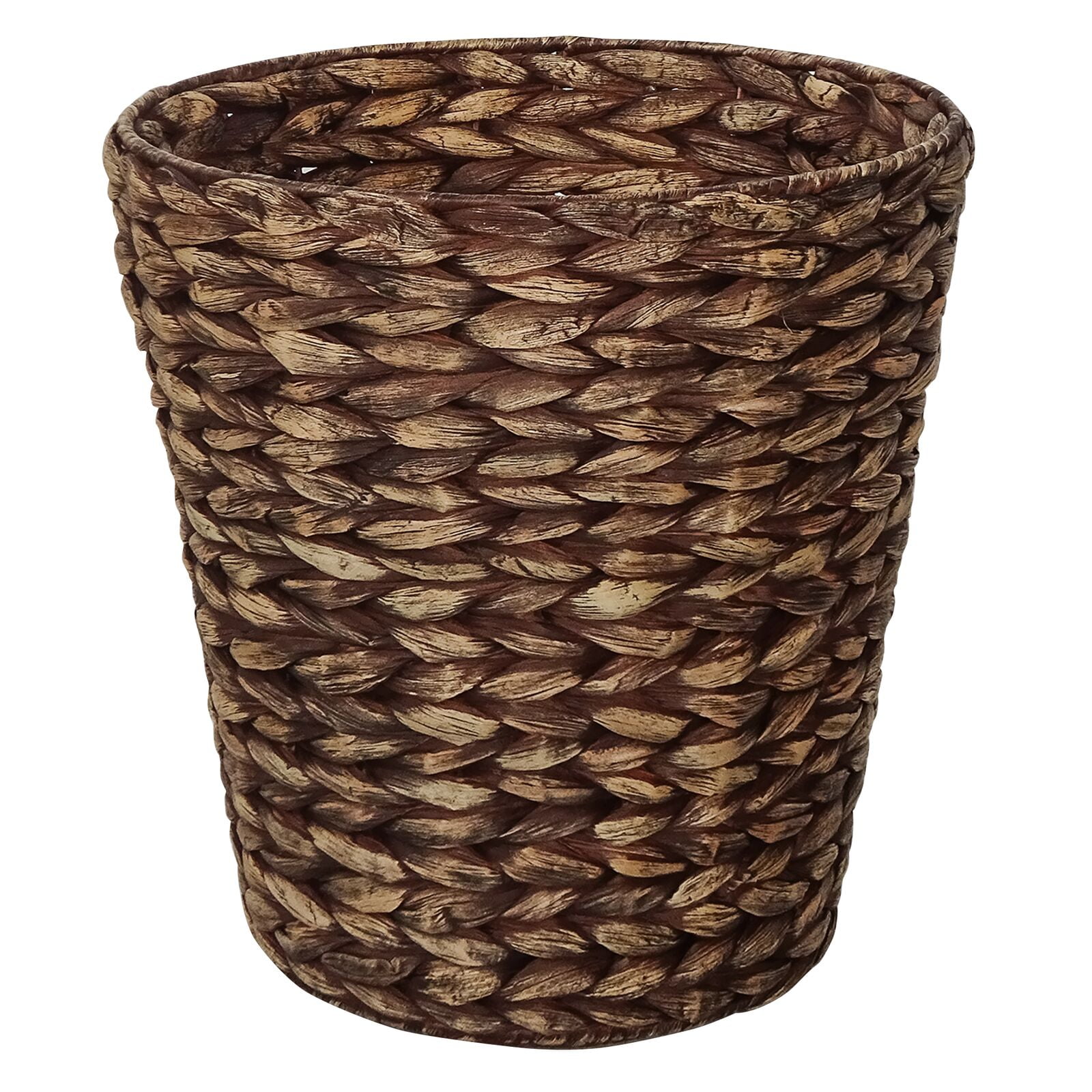 mDesign Hyacinth Round Natural Woven Garbage Wastebasket Trash Can ...