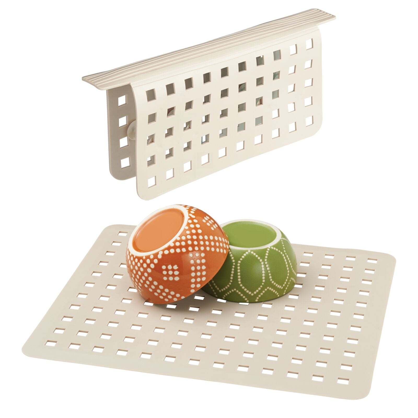 mDesign Kitchen In-Sink Protector Set - 1 Sink Saddle, 1 Sink Mat ...