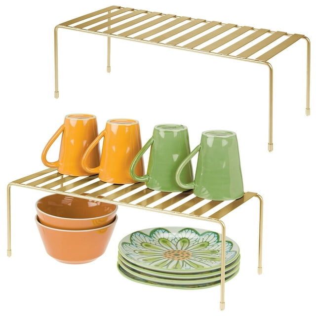 mDesign Kitchen Pantry Countertop Storage Organizer Shelf, 2 Pack ...