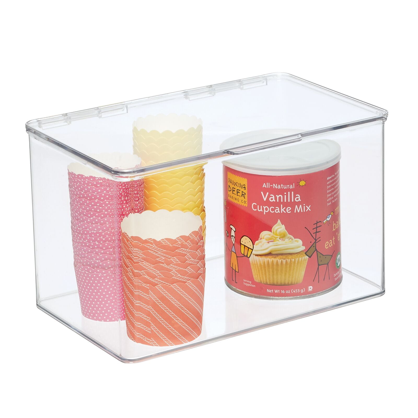 mDesign Durable Kitchen Pantry/Fridge Storage Organizer Bin Box with Hinged Lid, Clear - Walmart.com