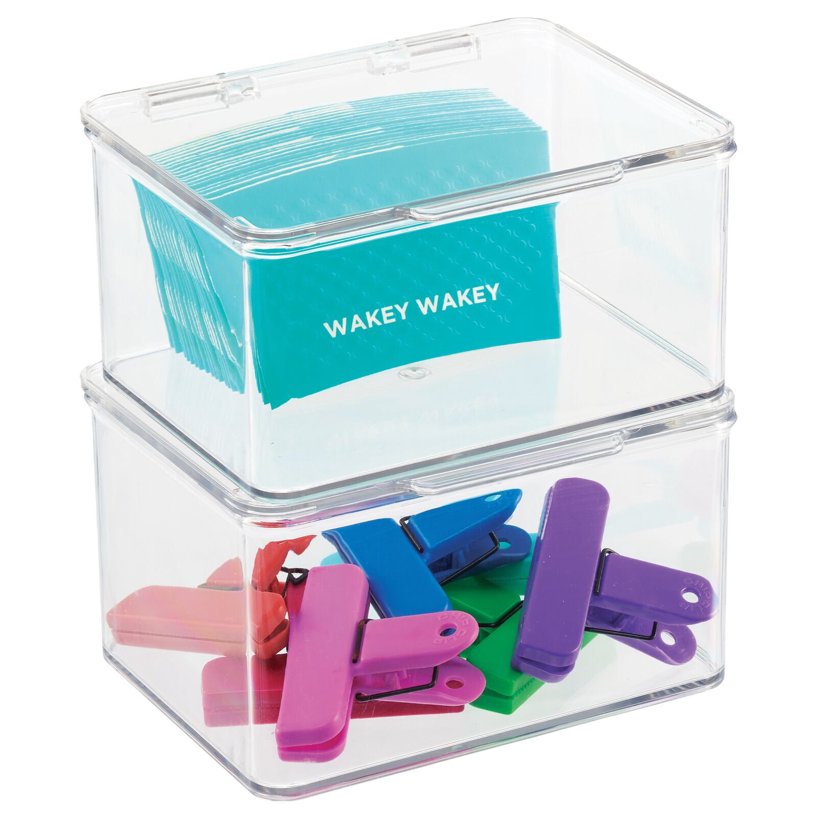 mDesign Kitchen Pantry/Fridge Storage Organizer Box - Hinge Lid, 2 Pack ...