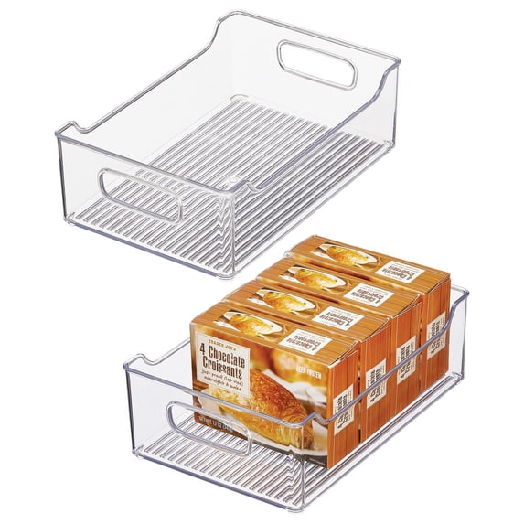 mDesign Kitchen Organizer Bin, Plastic, Dip Front, Handles, 2 Pack ...