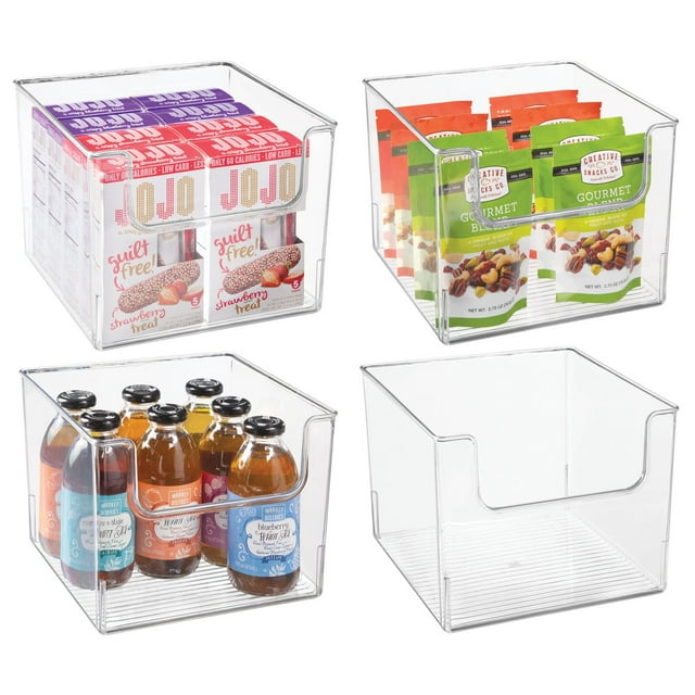 mDesign 4 Pack Clear Kitchen Storage Organizer Bin - Durable Plastic ...