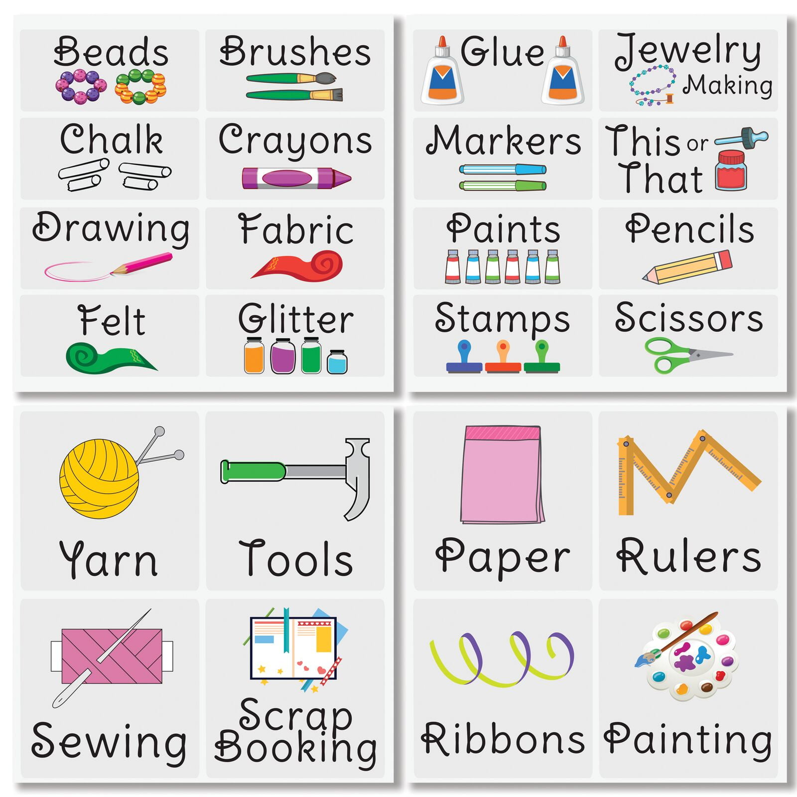 mDesign Labels for Craft Room Storage and Organizing, Includes 24 ...