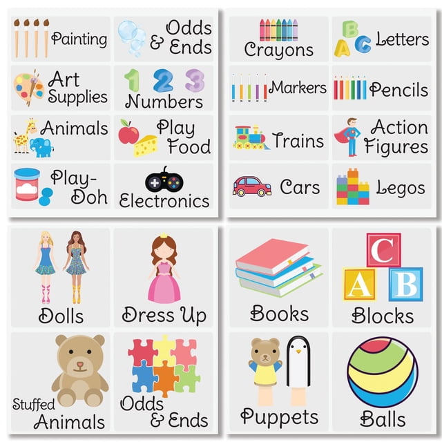 mDesign Labels for Toy Room Storage and Organizing, Includes 24 Labels ...