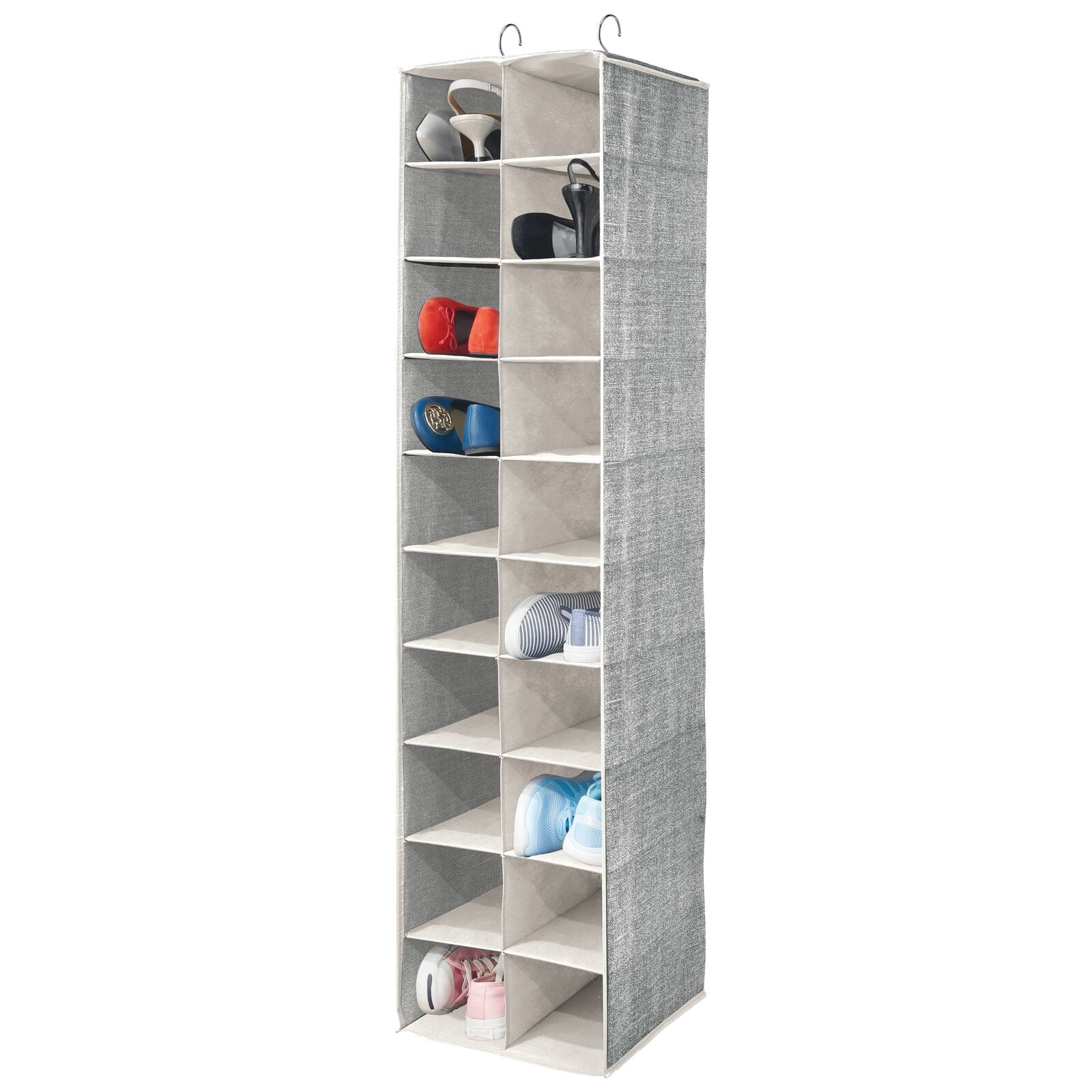 mDesign Large 20 Shelf Fabric Over Rod Closet Hanging Storage Unit ...