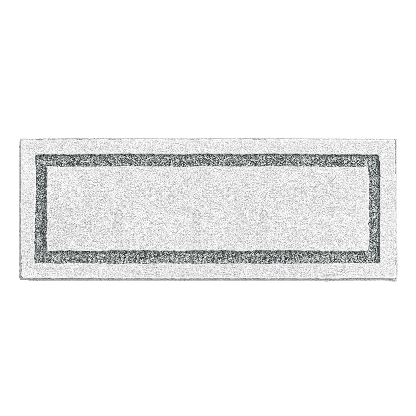 mDesign Large Bath Mat Runner - Non-Skid Bathroom Runner Rug - White ...