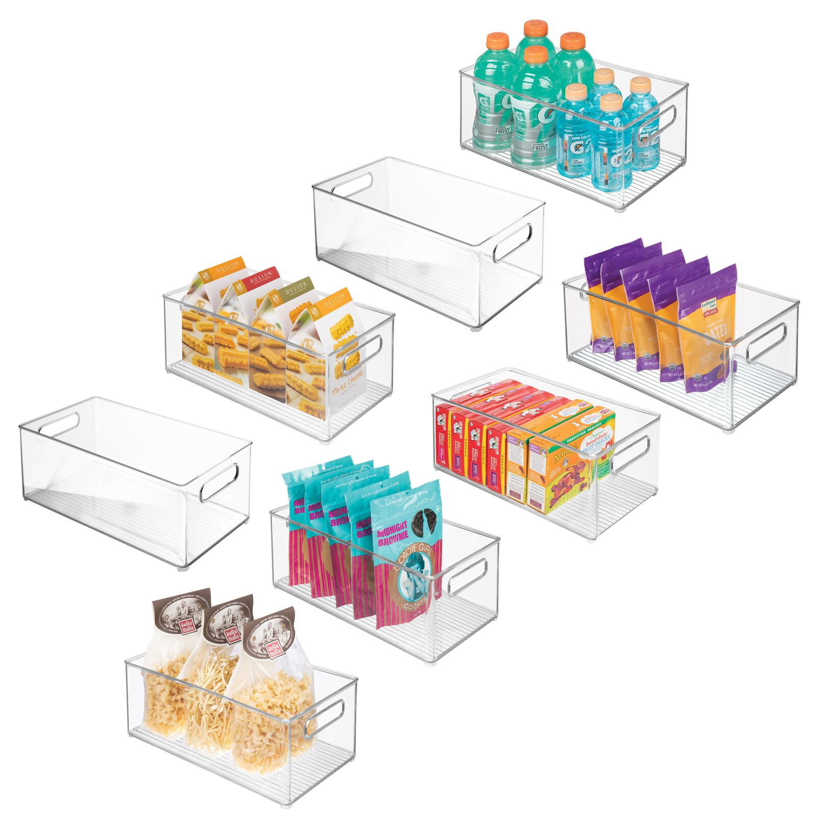 mDesign Large Deep Plastic Kitchen Storage Organizer Bin, Handles, 8 ...