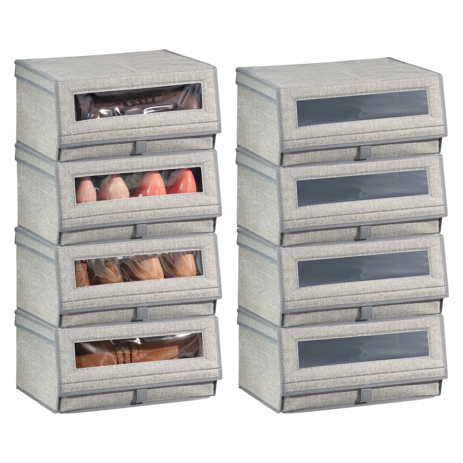 mDesign Large Fabric Closet Shoe Storage Box, 8 Pack, Gray - Walmart.com