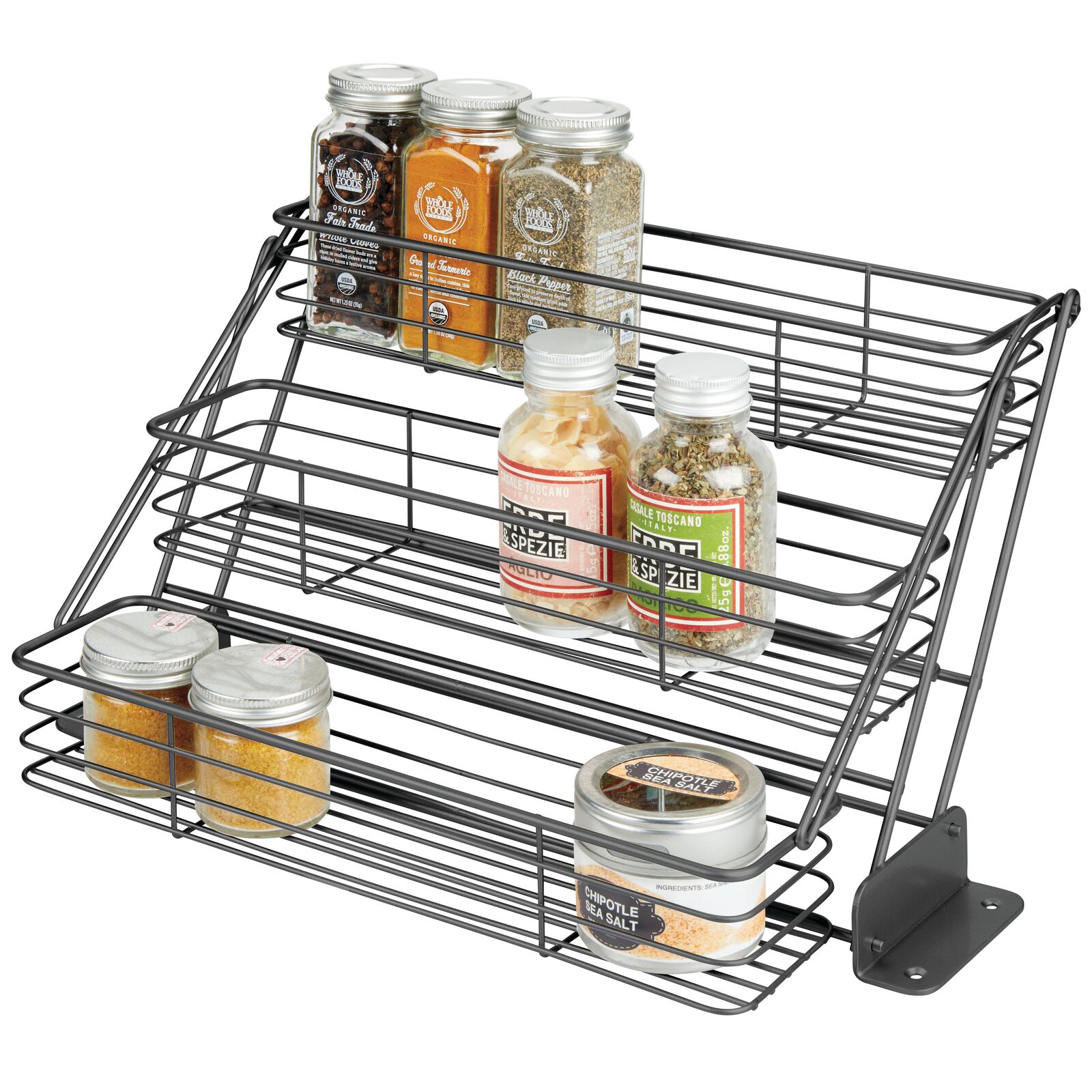 2 Pack Metal Spice Organizer Rack Free Standing & Wall-Mount Seasoning ...