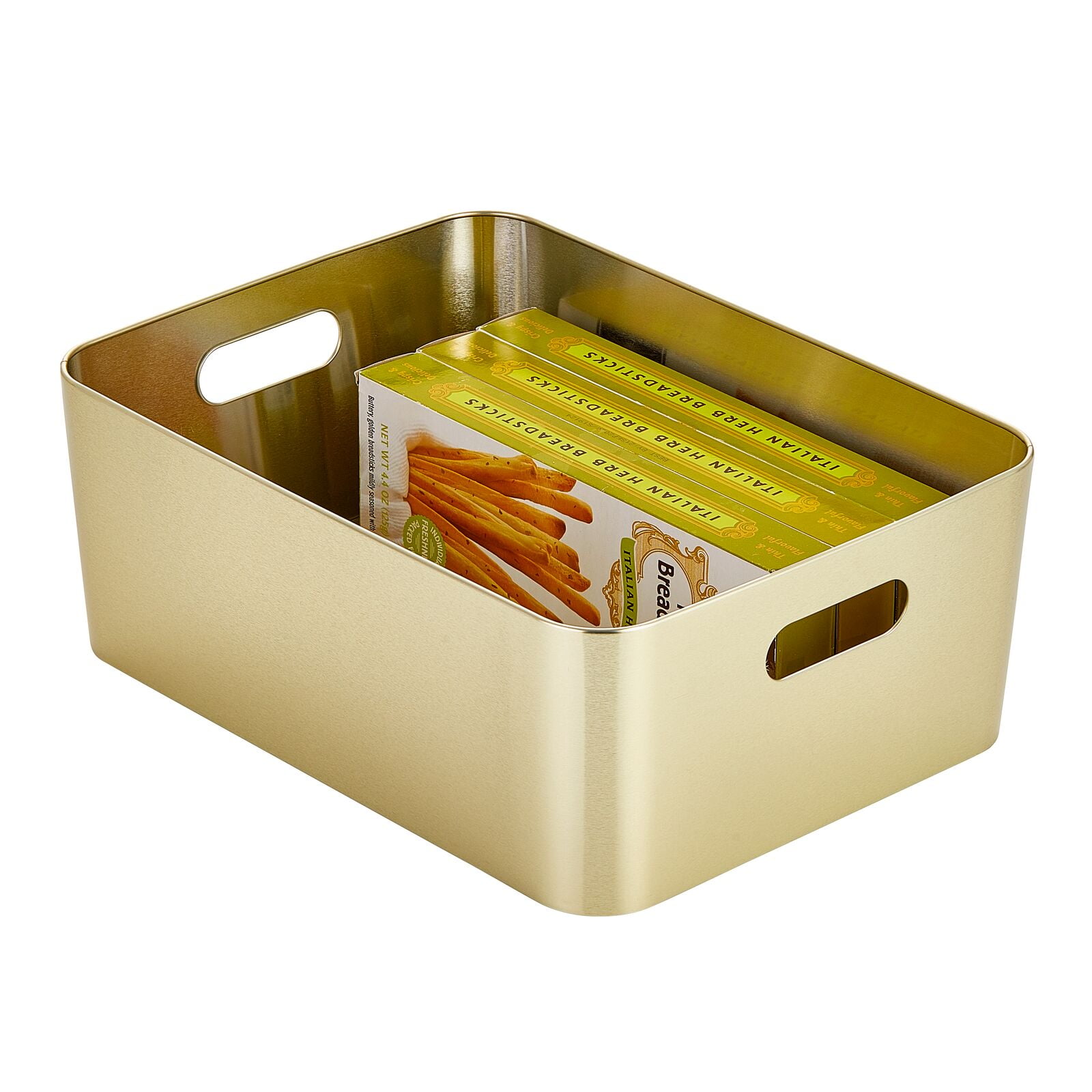 mDesign Large Metal Kitchen Storage Container Bin with Handles, Soft ...
