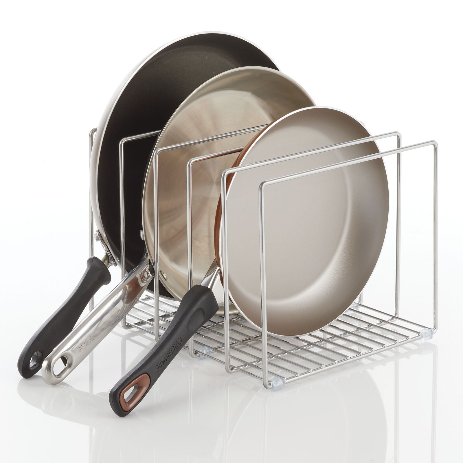 mDesign Large Metal Wire Cookware Organizer Rack with 5 Divided Slots ...