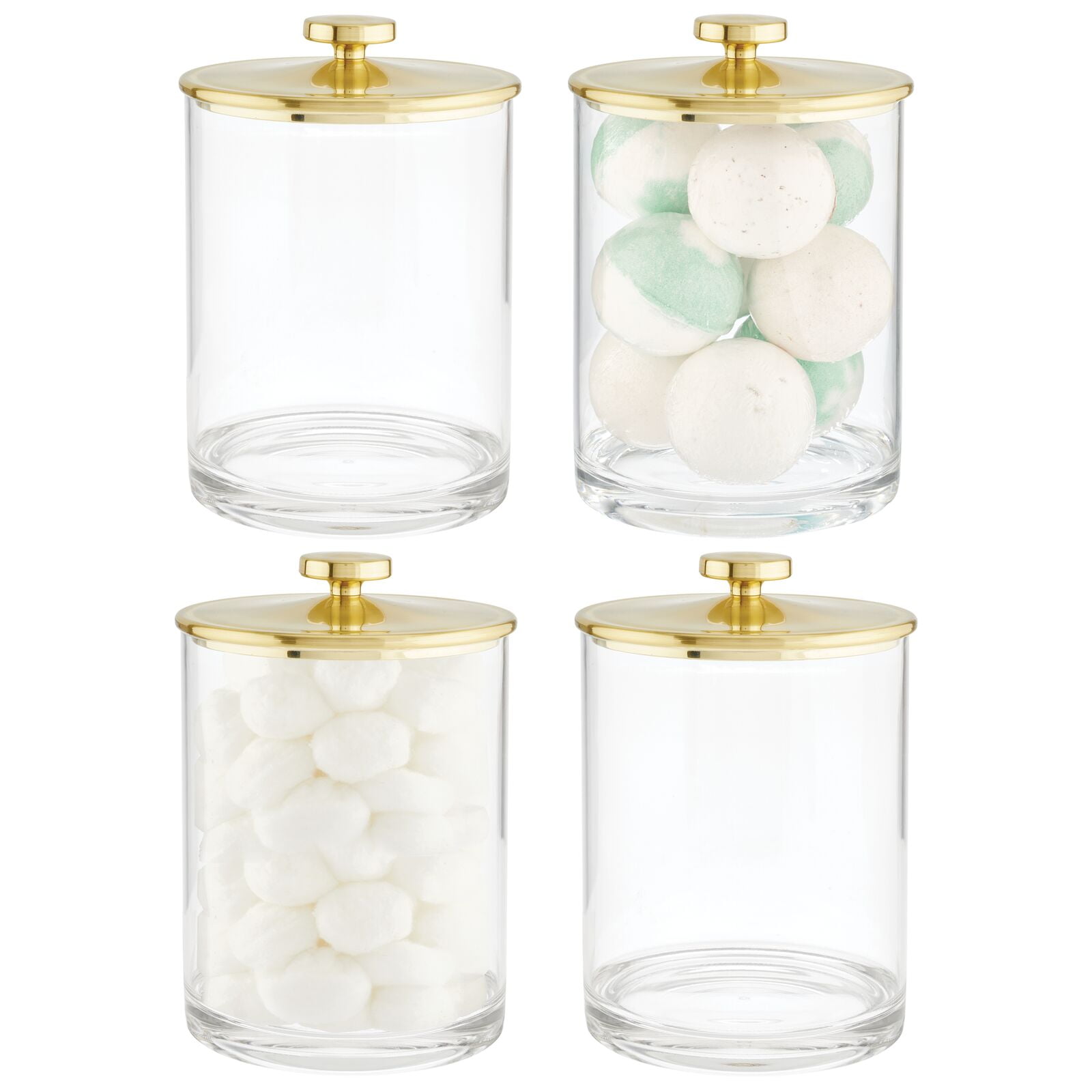 mDesign Large Plastic Bathroom Apothecary Canister Jar, 4 Pack, Clear ...