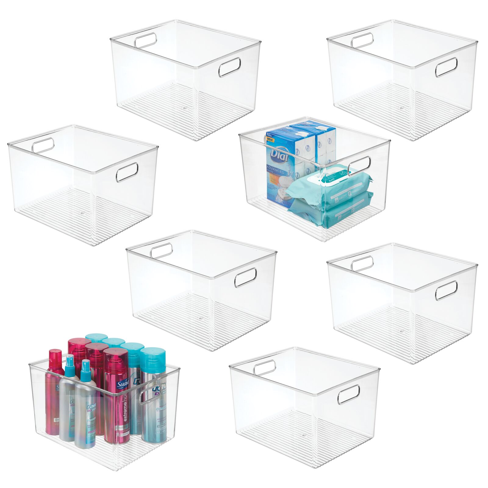 mDesign Large Plastic Bathroom Storage Organizer Bin with Handles, 8 ...