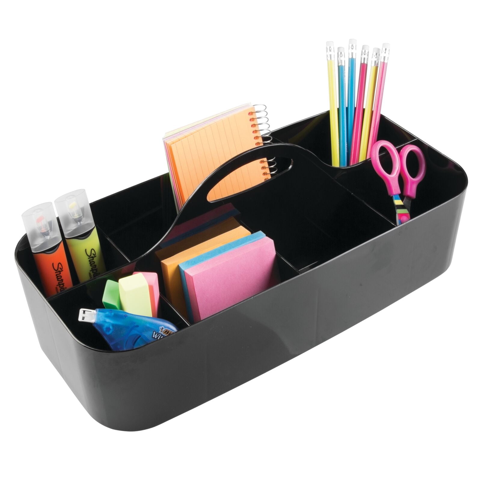 mDesign Large Plastic Divided Desk Storage & Supply Organizer Caddy ...