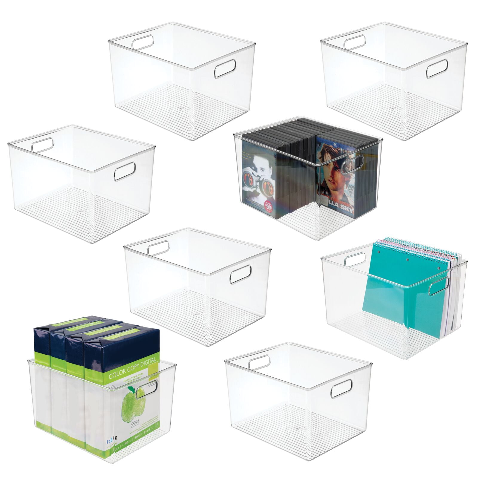 mDesign Large Plastic Office Storage Organizer Bin with Handles - 8 ...