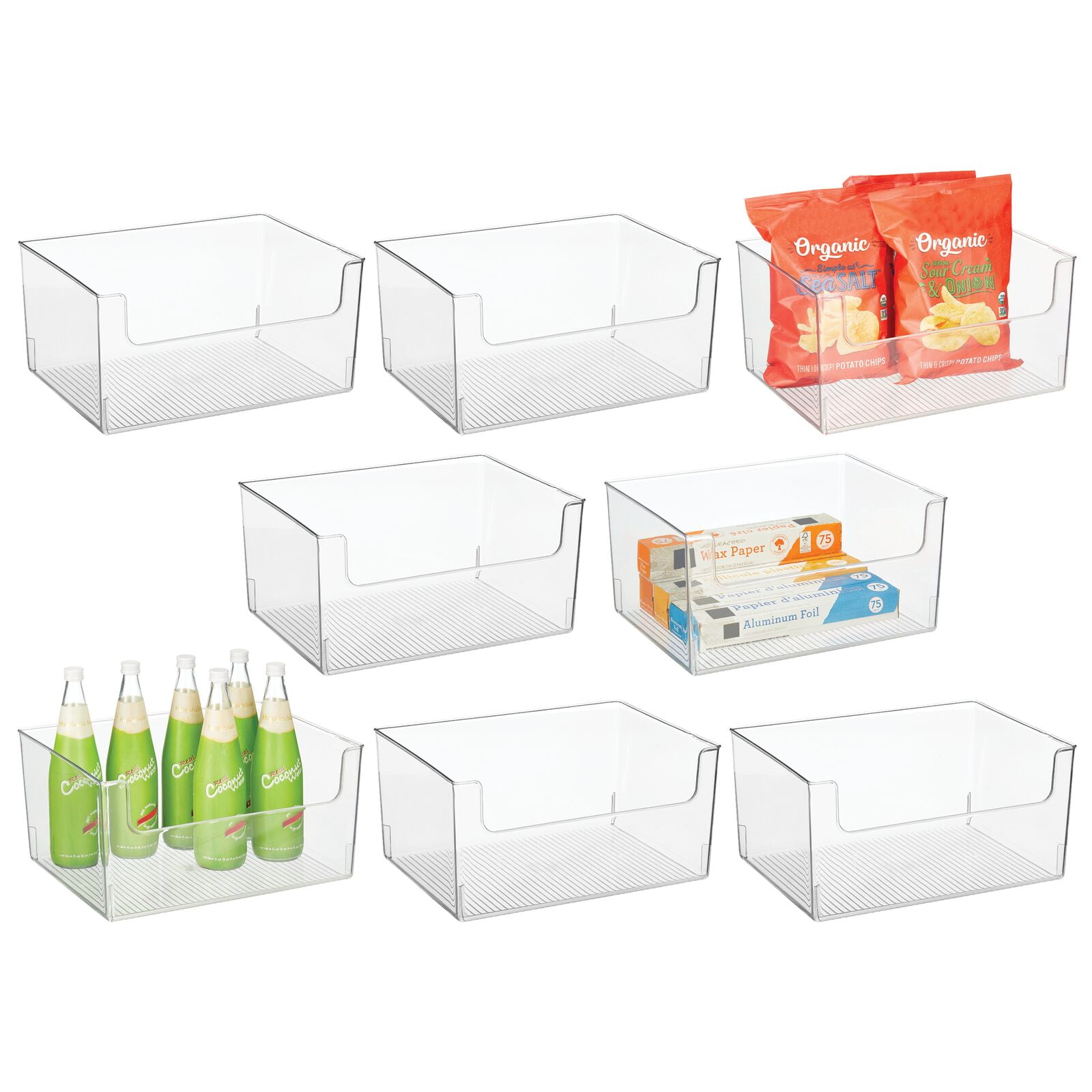 mDesign Large Plastic Open Front Kitchen Storage Organizer Bin, 8 Pack ...