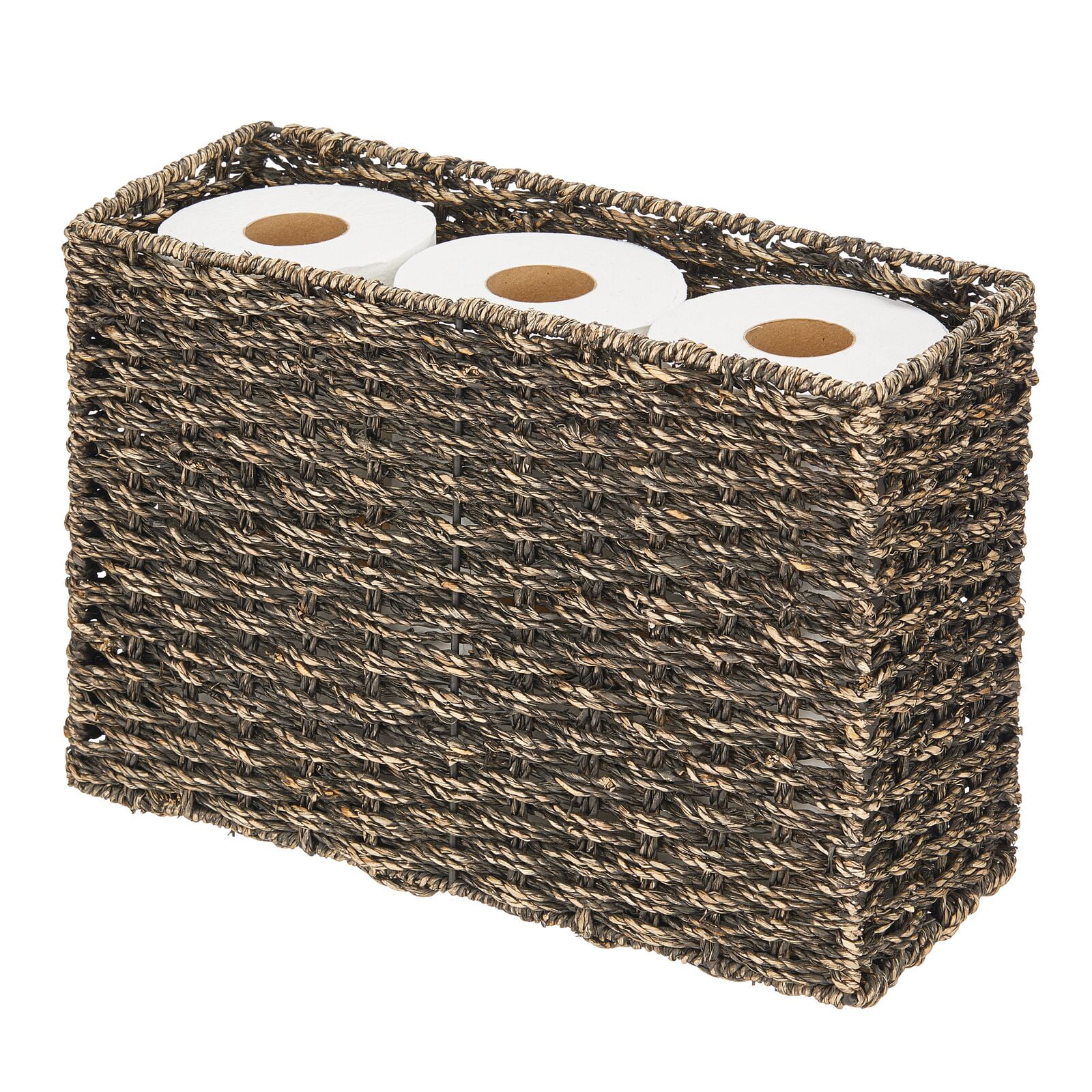 mDesign Large Rustic Woven Seagrass Toilet Tank Bath Storage Basket ...
