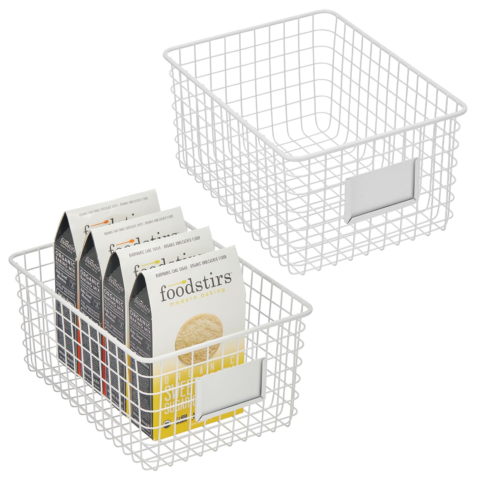 mDesign Large Steel Kitchen Organizer Basket with Label Slot, 2 Pack ...