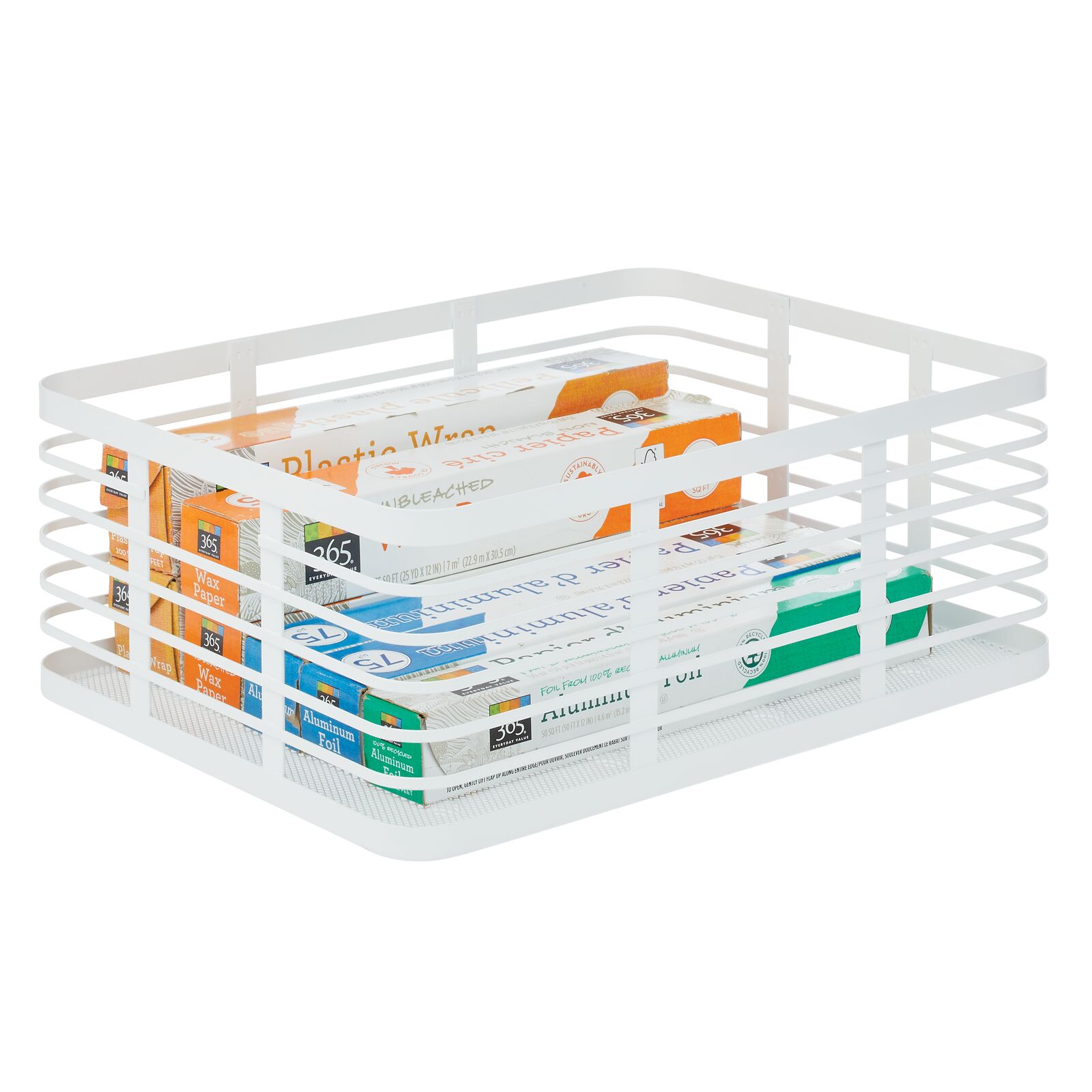 mDesign Large Steel Metal Wire Kitchen Organizer Basket with Handles ...