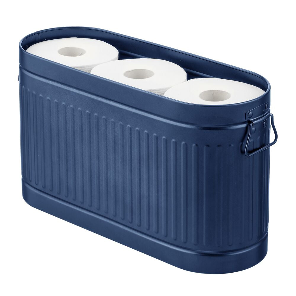 mDesign Large Steel Toilet Paper 6-Roll Bathroom Organizer Bin Box ...