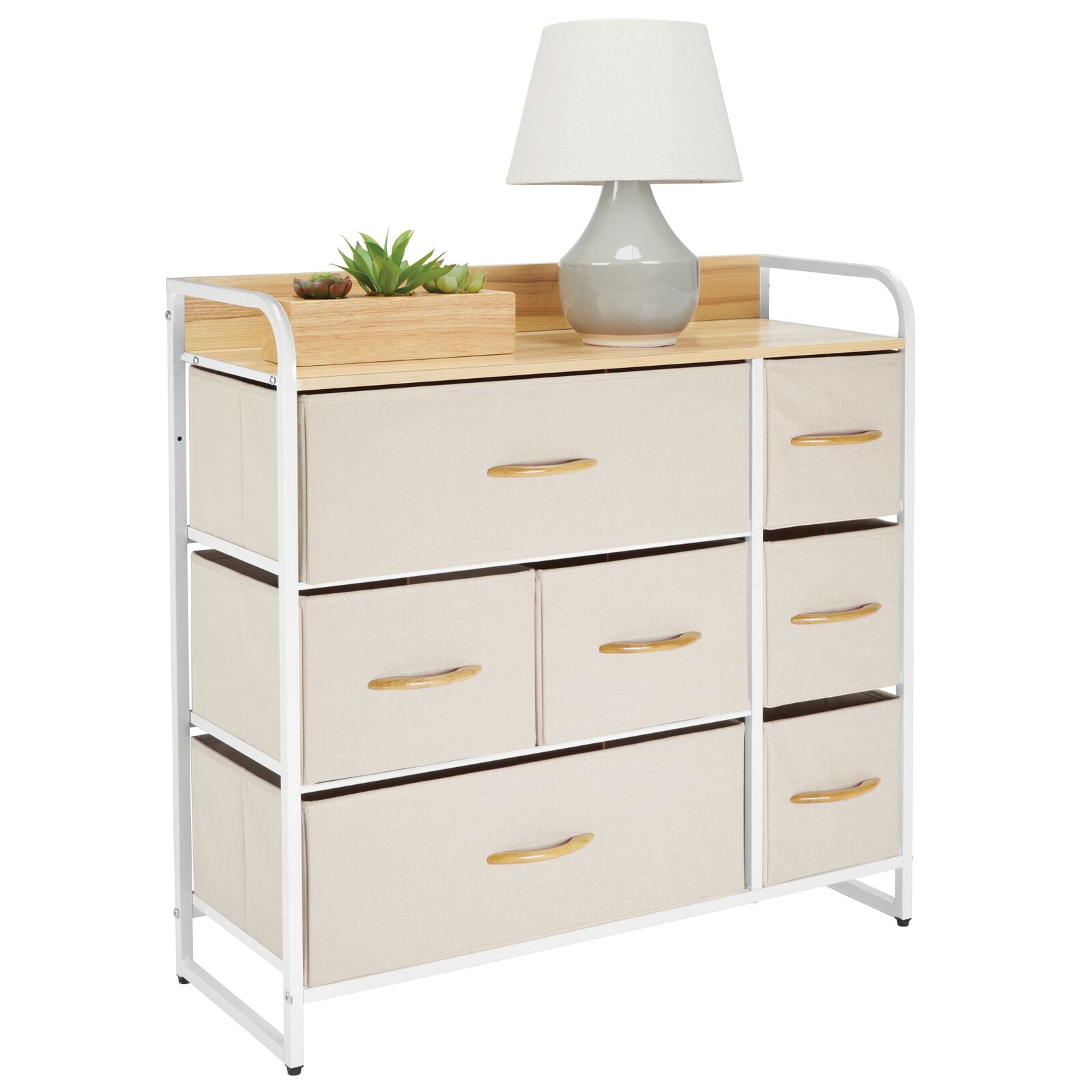 mDesign Large Storage Dresser Furniture Unit with 7 Fabric Drawers ...